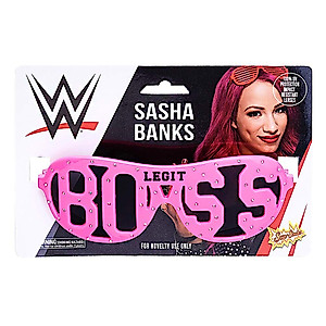 Sun-Staches WWE Official Sasha Banks Legit Boss Sunglasses Wrestling Costume Accessory UV 400 Lenses, Signature Pink Frames, One Size Fits Most