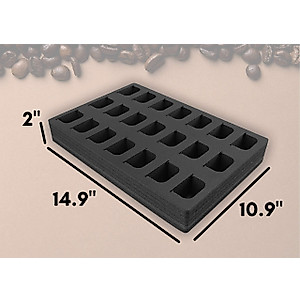 Polar Whale 2 Coffee Espresso Capsule Drawer Organizer Tray Inserts Compatible with Nespresso Vertuo VertuoLine Kitchen Home Office Waterproof Washable Black Foam 21 Compartment 10.9 x 14.9 Inches