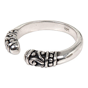 NOVICA Artisan Handmade .925 Sterling Silver Wrap Ring from Indonesia 'Twin Buds'