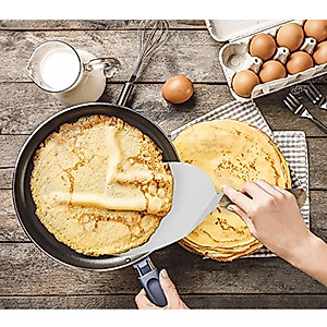 Extra-Large Stainless Steel Wide Spatula Turner with Strong Wooden Handle - Dishwasher Safe Kitchen Utensil - Heavy Duty Oversized Metal Lifter for Grilling, Cooking, Baking Cake & Cookies pancake