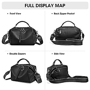 Kattee Genuine Leather Handbag Purse for Women Fashion Ladies Designer Shoulder Bag Mini Size Adjustable Straps