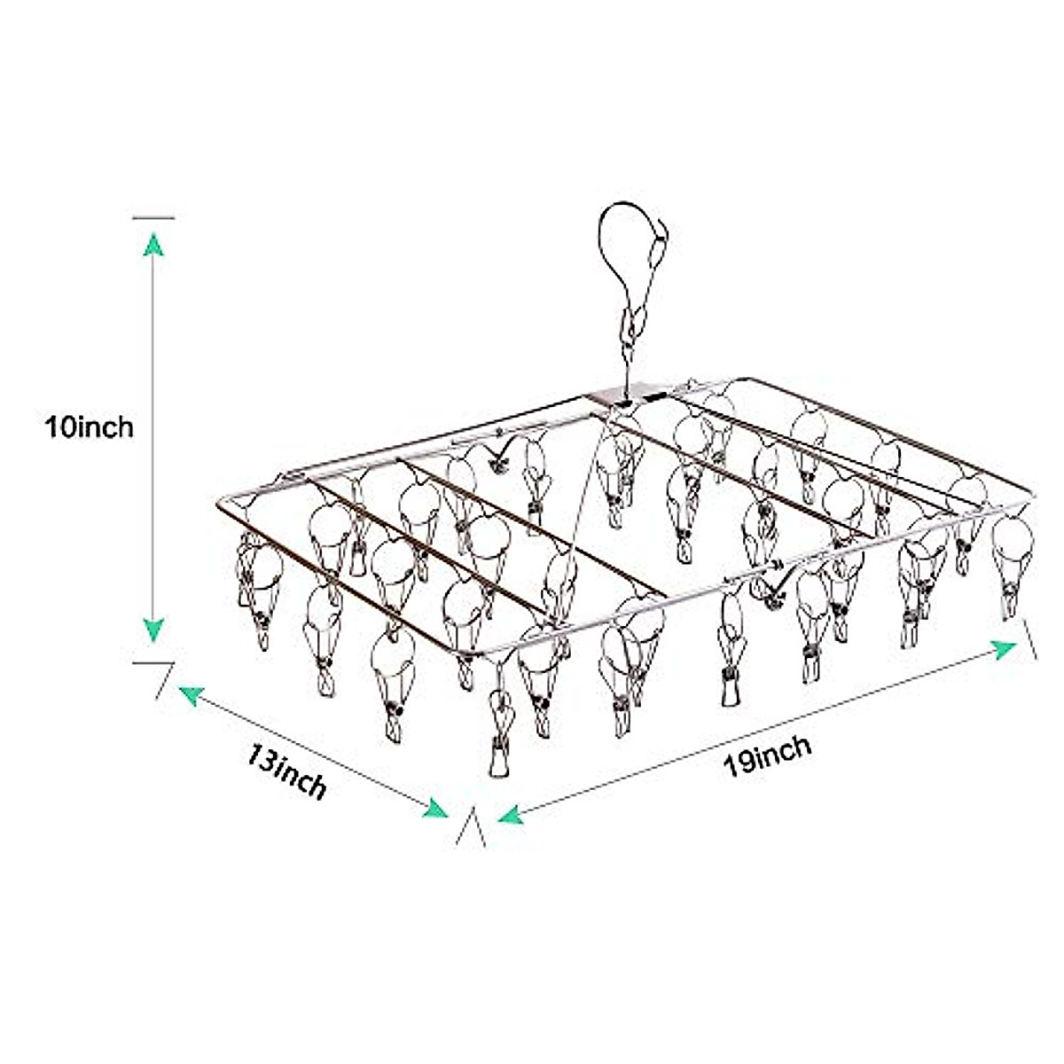 Fayleeko Clothes Drying Rack with 34 Clips, Folding Stainless Steel Drying Hanger, Baby Hangers,Clothes Hangers for Drying Socks,Drying Towels, Diapers, Bras, Baby Clothes,Underwear