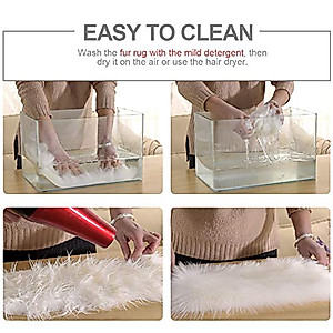 Softlife Square Faux Fur Sheepskin Chair Cover Seat Cushion Pad Super Soft Area Rugs for Living Bedroom Sofa (1.6ft x 1.6ft, White)