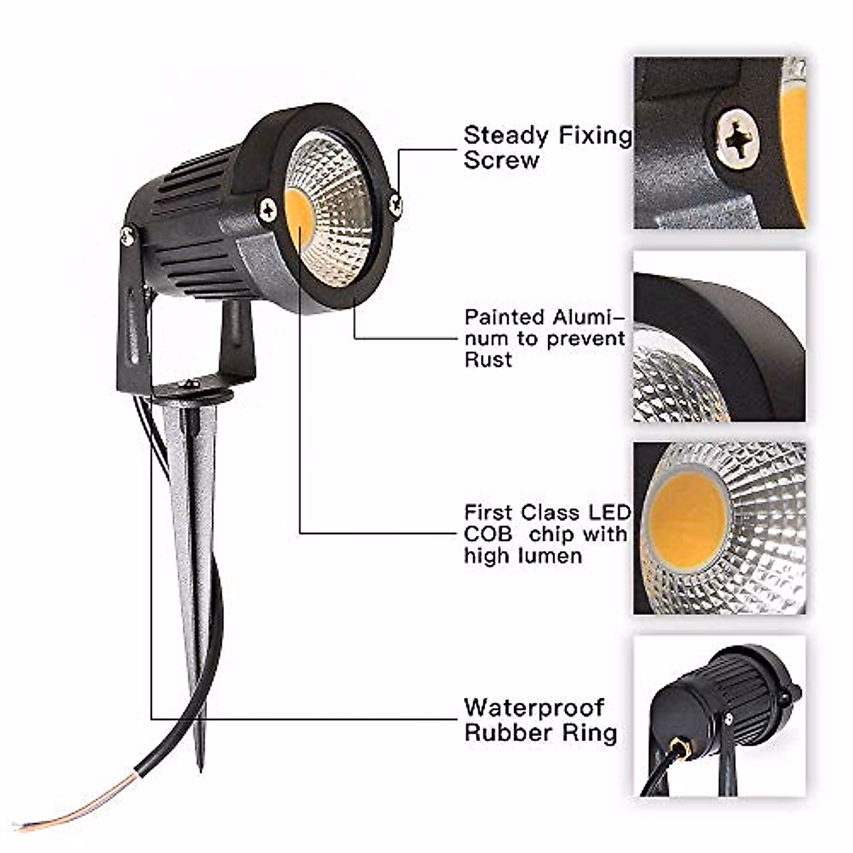 SUNRIVER Low Voltage Landscape Lights Led Landscape Lighting 6W Outdoor Landscape Lights 12V 24V Waterproof Landscape Spotlights for Yard, Lawn, Garden(6 Pack Warm White)