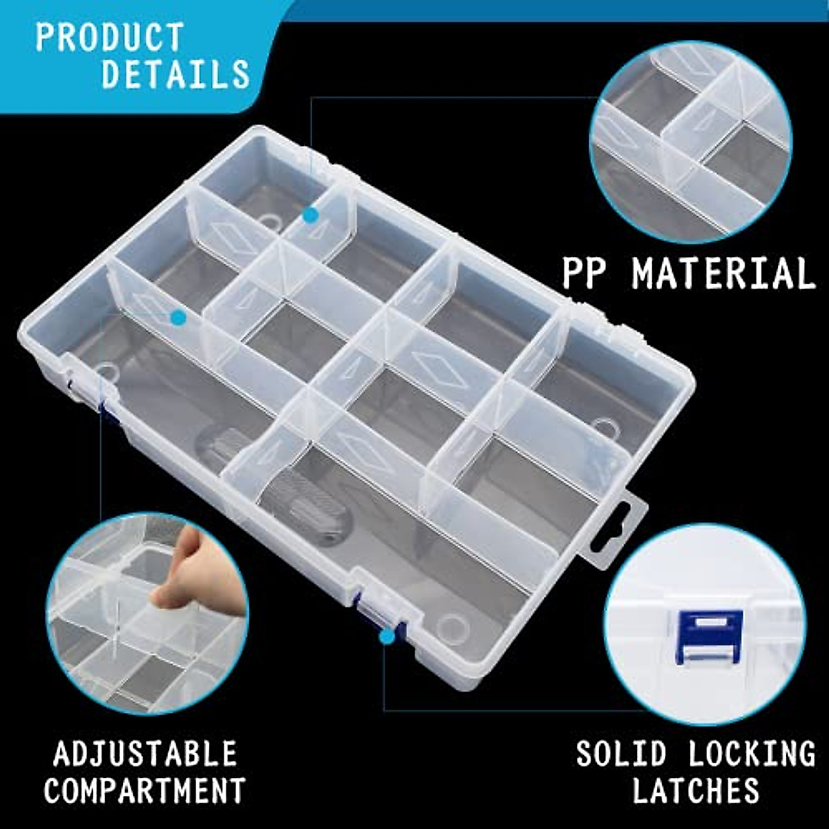 Gefischtter 2pcs Fishing Tackle Box,Tackle Boxes Organizer with Removable Dividers Clear Transparent Storage Trays for Fishing Lures,Baits,Hooks