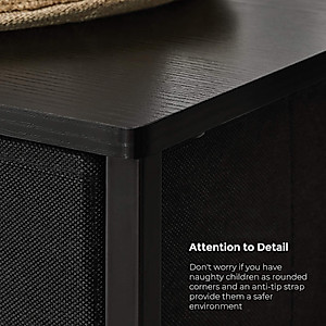 SONGMICS Storage Chest Dresser 5 Fabric Drawers Closet Apartment Dorm Nursery, 23.6 x 11.8 x 32.9 Inches, Black