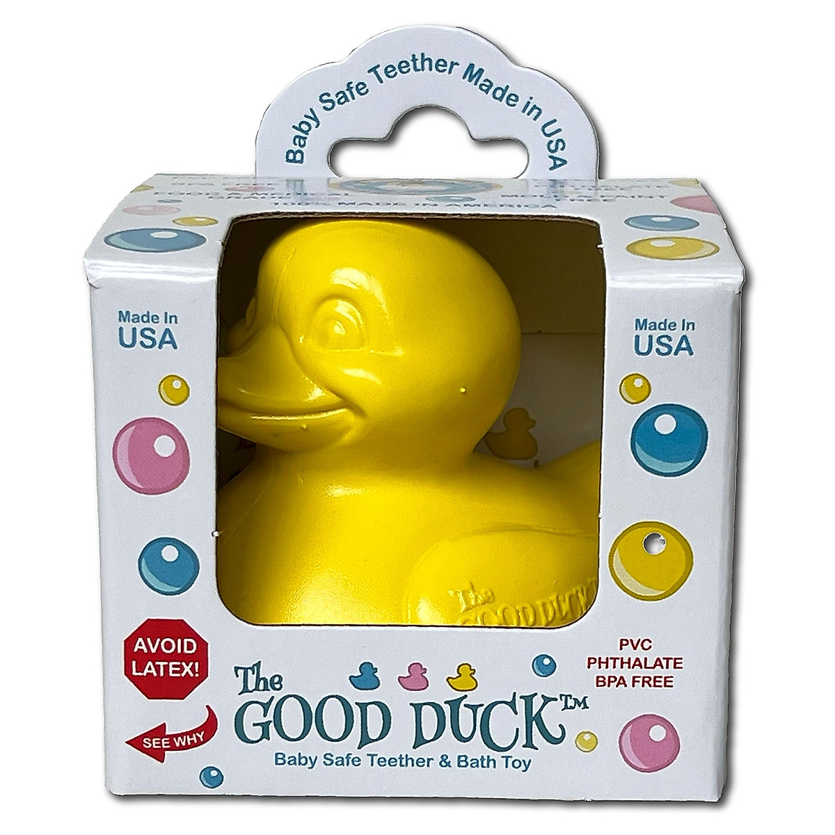 Celebriducks The Good Duck - BPA & PVC Free Rubber Duckie Baby Bath Toy Teether - Yellow