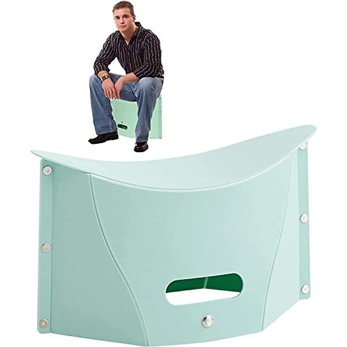 Portable Folding Step Stool-Lightweight Chair is Sturdy Enough to Support Adults and Safe Enough for Kids. Easy to Store and Use. for Kitchen, Bathroom, Bedroom,Beach,Kids or Adults. (Green Chair)