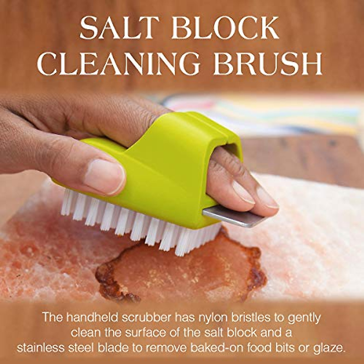 Charcoal Companion CC4108 HIMALAYAN SALT PLATE SCRUBBER BRUSH