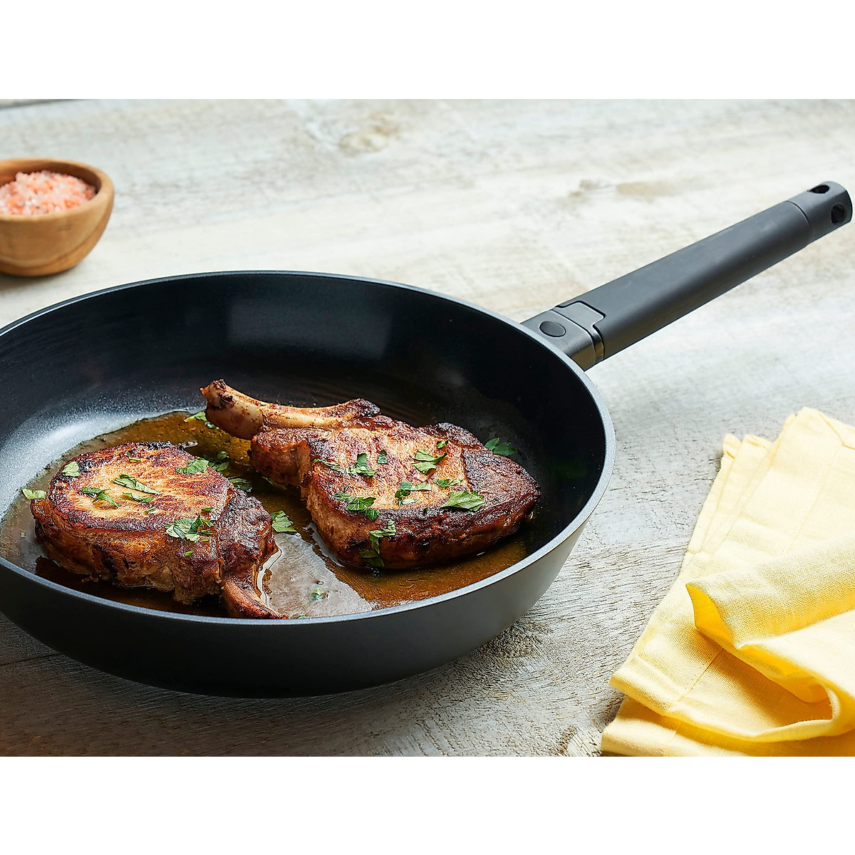 ZAVOR Noir 10 & 12 Inch Skillet Set - Premium Cast Aluminum with Titanium-based Nonstick Ceramic Coating & Removable Handles - Ultra Lightweight - Oven & Induction Ready | Noir Collection