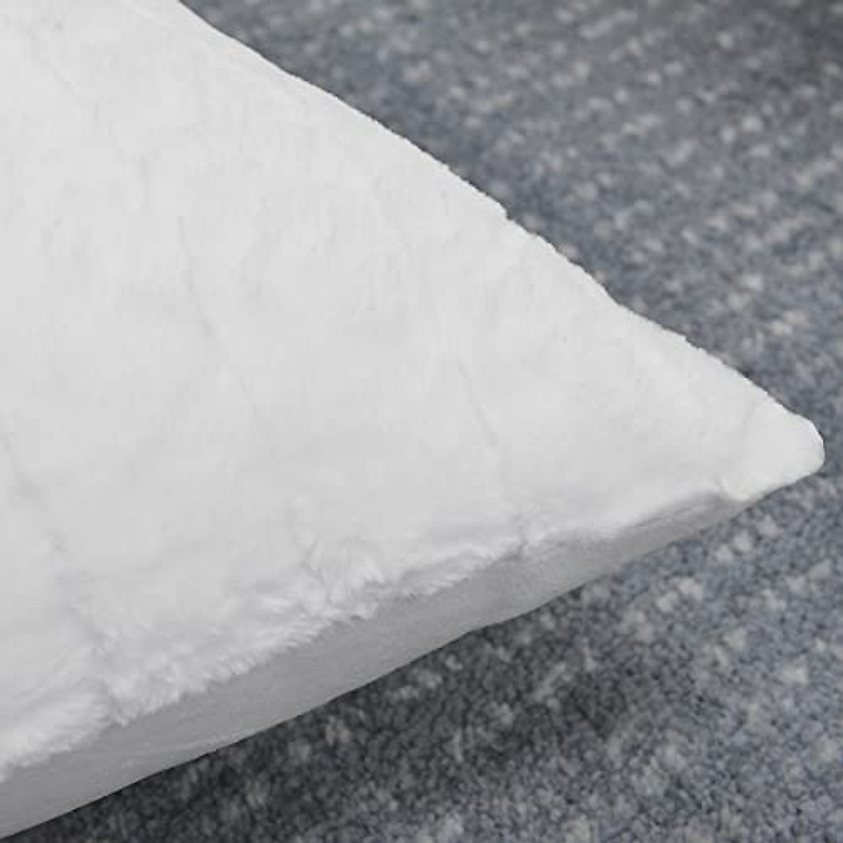 Home Soft Things 3 Piece Throw Pillow Set Rabbit Faux Fur Super Soft Comfy Fluffy Throw 2 Accent Square Pillowcases, Bright White, 50'' x 60''