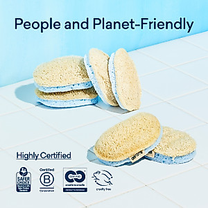 BLUELAND Scrub Sponge, 3-Pack, Dual-Sided Dish Loofah, Plastic-Free, Plant-Based Kitchen Scrubbing Non-Scratch