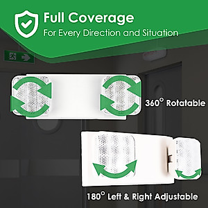 GRUENLICH LED Emergency Light, Exit Lighting Fixtures with Two LED Heads and Back-Up Batteries, UL 924 Qualified, 120-277 Voltage, 4-Pack