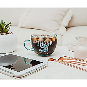 Disney Lilo & Stitch Ohana Glass Coffee Mug | Holds 16 Ounces