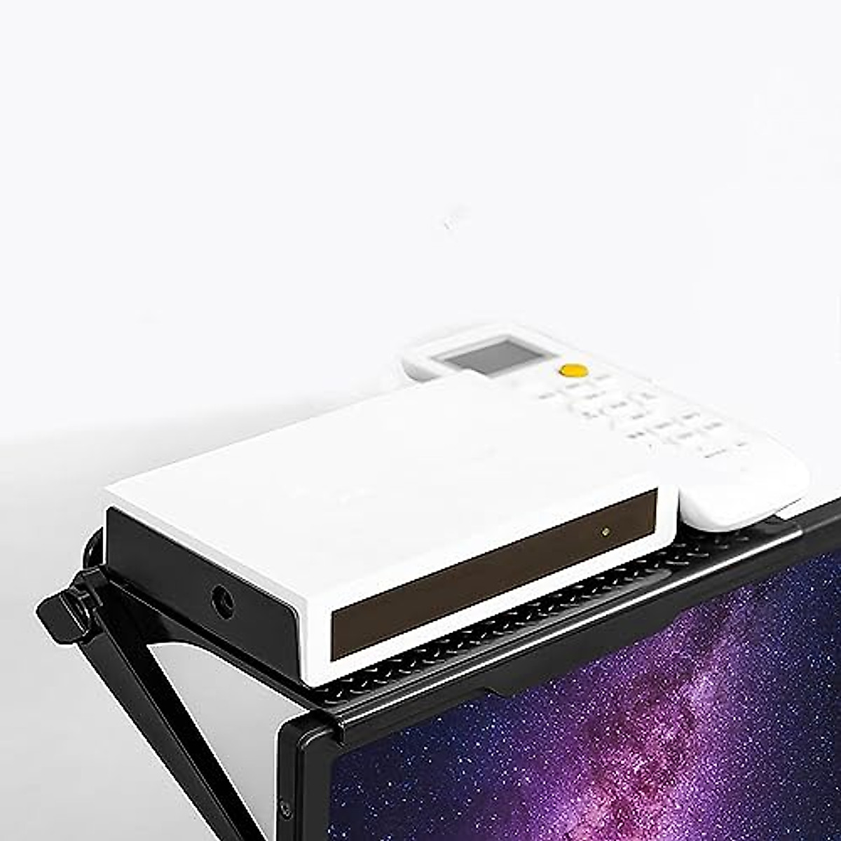 Computer Desktop Stand Riser Holder, Punch-Free Computer Monitor Rack, Vented Metal Desk Shelf for Desk Organizer, Plastic TV Set-top Box Screen Bracket Router Storage Rack (White)