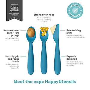 ezpz Tiny Spoon (2 Pack in Lime) - 100% Silicone Baby Spoon for Baby Led Weaning + Purees - 6 Months + - Designed by a Pediatric Feeding Specialist - Baby Essentials & Baby Gifts