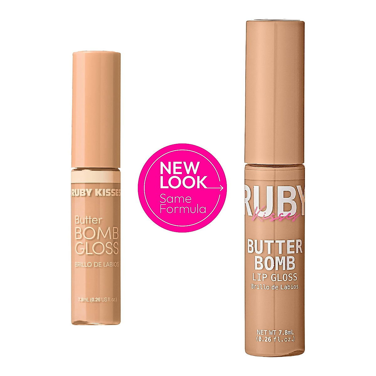 Ruby Kisses Lip Gloss Butter Bomb Gloss Non-Sticky Lip Gloss Vitamin E Natural Nude Lip Makeup - 7.8mL (0.26 US fl.oz) (White Lie)