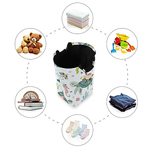 YETTASBIN Sea Turtles Laundry Hamper, Waterproof Foldable Laundry Basket Large Dirty Clothes Toys Storage Basket with Handle for Bathroom, Bedroom, Laundry Room, Playroom