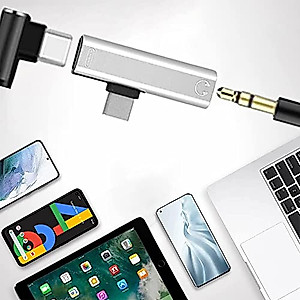 USB c to 3.5mm Audio Adapter Jack Headphone Adapter Dongle Dual Adaptor 2 in 1 to Aux Adapter Compatible with Huawei P40 P30 Pro P20 MatePad Pro 5G Note 20 Pixel 6/5/3/4 XL