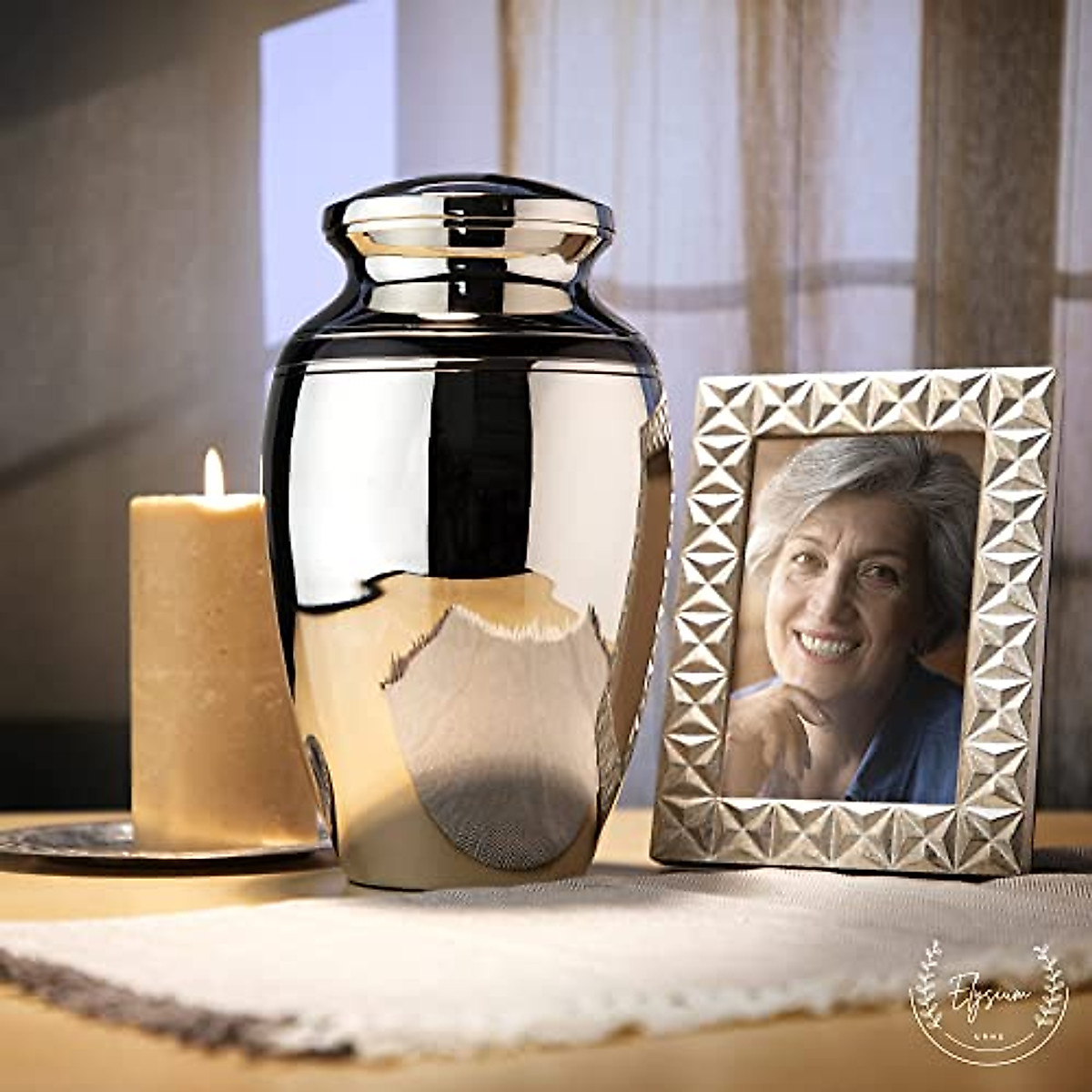 Urns for Ashes Adult Male | Cremation Urns for Human Ashes Adult Female -Elysium Brass Decorative Urns for Home - Funeral and Burial Urn - Small, Medium, Large Urn 220LB