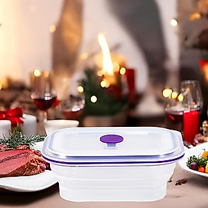 DERUI Collapsible Food Storage Containers, Premium Silicone, BPA Free,Microwave and Oven Safe Container with lids, For Travel, Camping or Baking 1200ml/40.6OZ(Purple,1Pack)