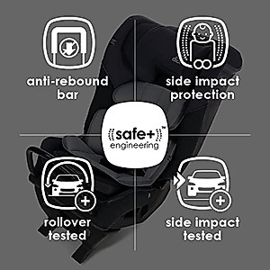 Diono Radian 3QX 4-in-1 Rear & Forward Facing Convertible Car Seat, Safe+ Engineering 3 Stage Infant Protection, 10 Years 1 Car Seat, Ultimate Protection, Slim Fit 3 Across, Black Jet