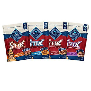 Blue Buffalo Stix Natural Soft-Moist Dog Treats, Beef, Bacon, Lamb, and Chicken 5-oz Variety Pack, 4 count