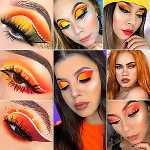 DE'LANCI Burnt Orange Eyeshadow Palette Fall Makeup Matte Shimmer Pressed Glitter Eye shadow 15 Warm Color Shadows Sunset Makeup Palette Nature Tone Eye-catching Chili Pallete