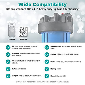 SimPure 5 Micron 10 x 4.5-in CTO Carbon Water Filter Whole House | Premium Coconut Shell Charcoal Replacement Cartridge | Fits DB10P, GE GXWH40L, GXWH35F, BB10, FXHTC, FC15B (2Pack)