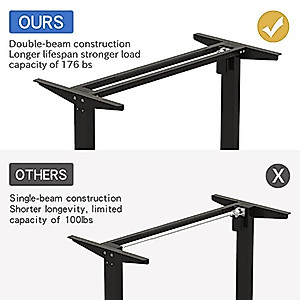 BUNOEM L-Shaped 59" Height Adjustable Electric Standing Desk, Sit and Stand Up Home Office Computer Desk with Splice Board (Rustic Brown Top, Black Frame)