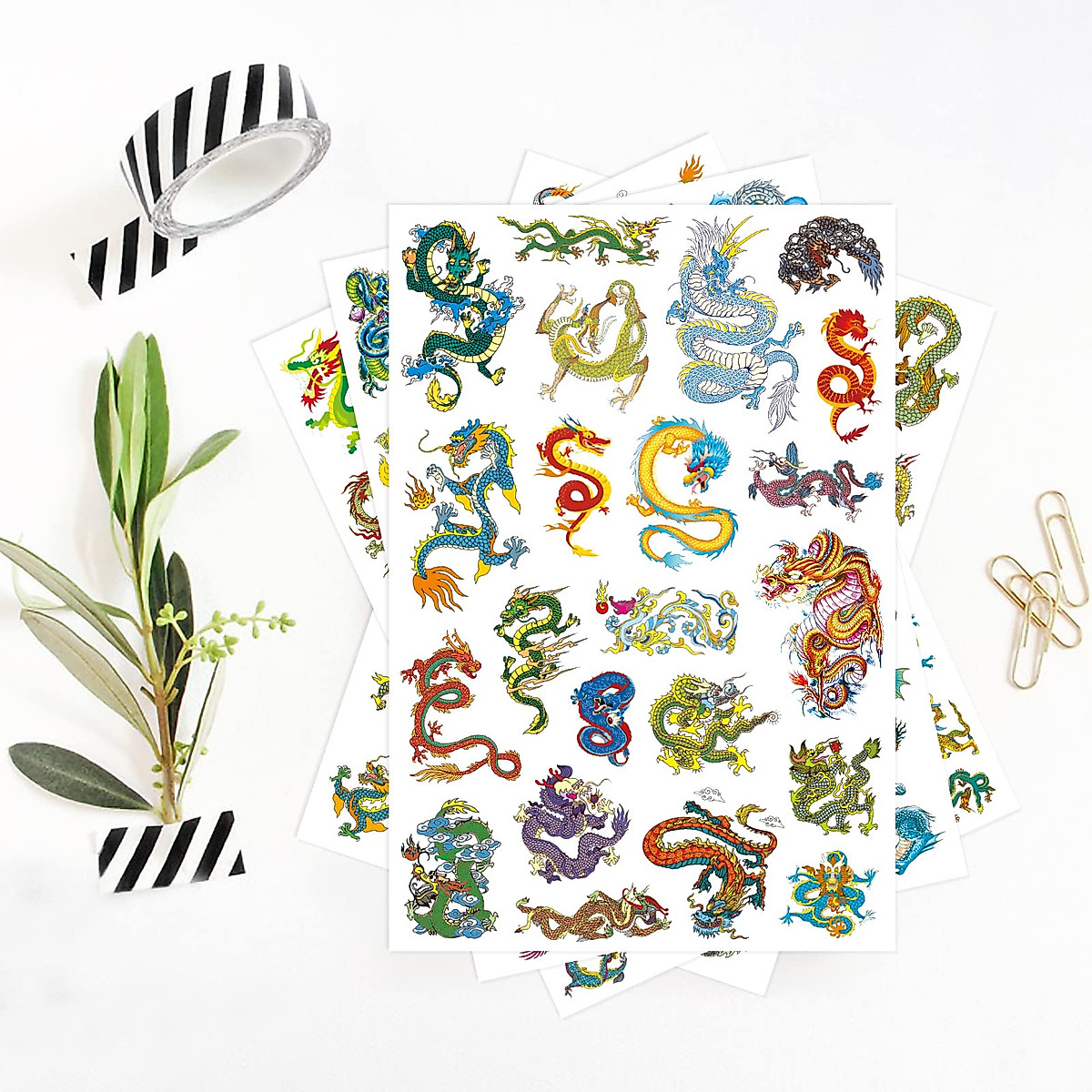 Ancient Dragon Stickers 455Counts Magical Fairy Cartoon Dragon Adhesive Sticker for Water Bottles Art Toys Crafts Kids Boys Toddlers Invitations Envelopes Party Gifts Bags Decor