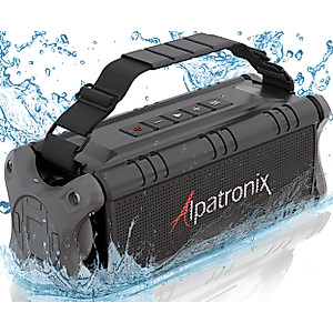 Alpatronix Bluetooth Speaker 60W(80W Max), IPX6 Waterproof, Portable Wireless, 8000mAh Power Bank, Handsfree, Shockproof, TWS, DSP, Stereo, Subwoofer, TF Card, NFC, AX500, Indoor&Outdoor –Black Gray