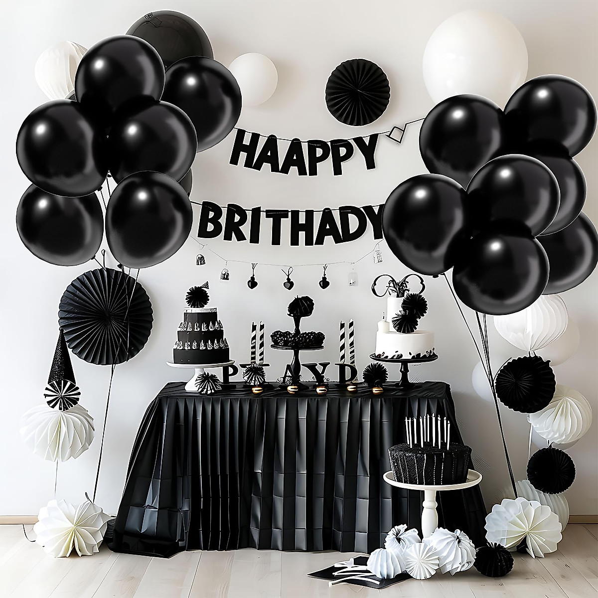 OuMuaMua 50 Pcs Black Balloons, Black Party Decorations 12 Inch Black Latex Balloons for Balloon Garland Arch, Halloween Birthday Baby Shower Wedding Graduation Party Decorations Favors