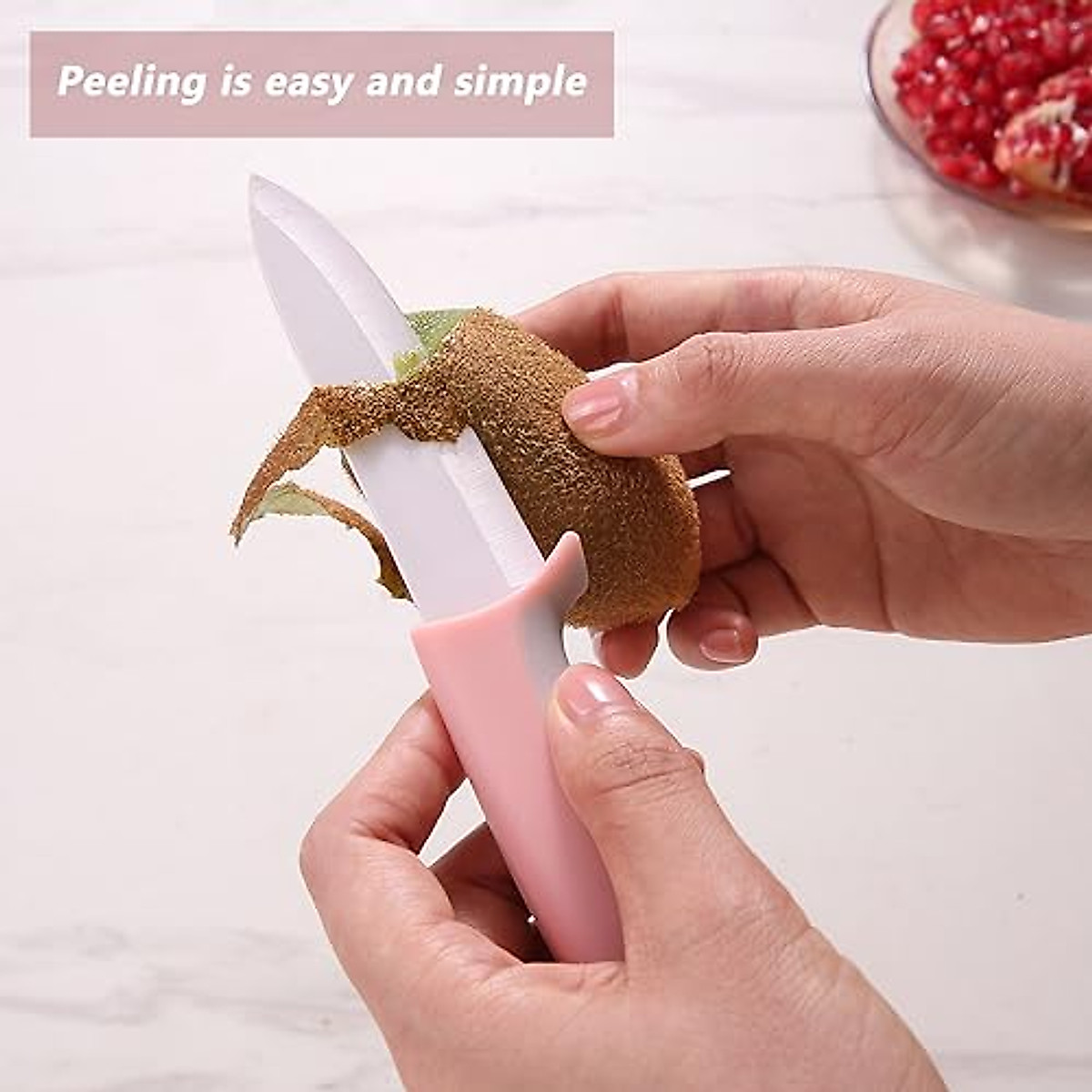 YUSOTAN Ceramic Paring Knife - 4-Inch with Sharp Ceramic Blade and Unique Hippopotamus Cover - Handle Fruit and Vegetables Kitchen Knife (Pink)