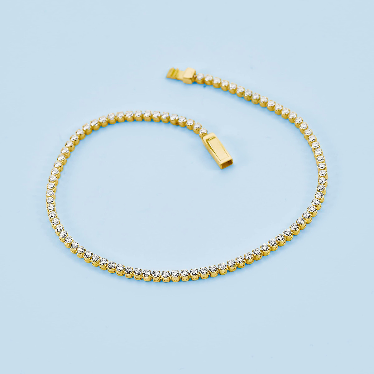 14K Solid Yellow Gold Tennis Bracelet for Women, Dainty, and Sparkly Tennis Bracelet, Gift for Her, Gift for Wife Mom Girlfriend Daughter Fiancée, or Grandmother, Christmas Gift