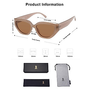 SOJOS Trendy Cute Cat Eye Polarized Sunglasses for Women Fashion Cateye Womens Sunnies SJ2237 Brown Frame Brown Lens