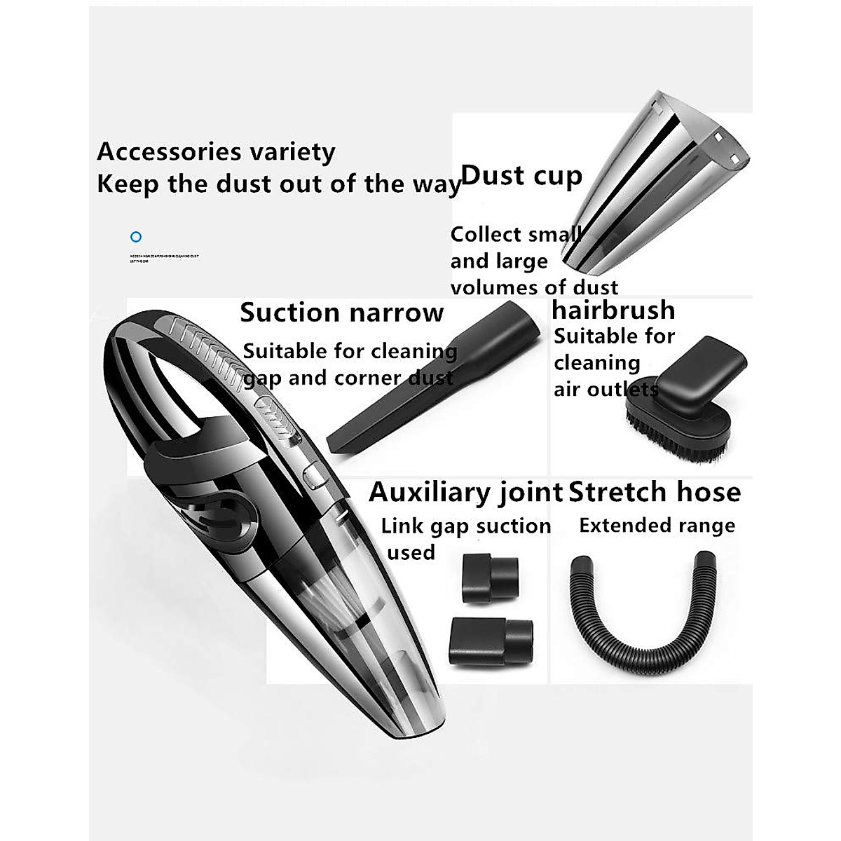 DJW car Vacuum Cleaner, Wireless car Dry and Wet Vacuum Cleaner Home Handheld Vacuum Cleaner