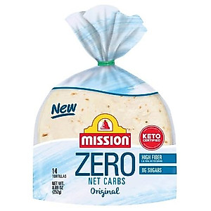 Mission Original Tortillas - 0g Net Carbs - Keto Certified - 4.5" Street Taco - 14 Count, 8.89 oz. - Low Carb - 4 Pack