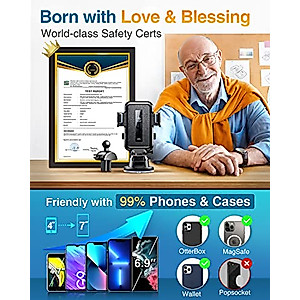 VANMASS 2022 Newest Car Phone Holder Mount [Upgraded Super Suction] Dashboard Phone Holder, Cell Phone Holder Car Dash Windshield Air Vent Stand for iPhone 14 13 12 Pro Max Samsung, Matt Black