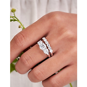 IMOLOVE Moissanite Wedding Band for Women Eternity Bands Moissanite Wedding Rings for Women Sterling Siver Ring Anniversary Band White Gold Plated Size 7