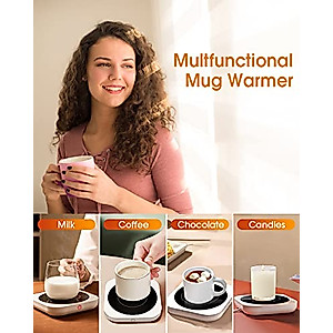 DOWILLDO Coffee Mug Warmers for Desk with 3 Temperature Settings, Smart Coffee Warmer Plate for Heating Milk, Tea, Hot Chocolate, and Candle (White)