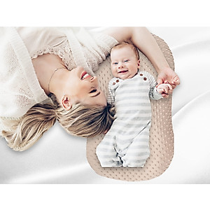 Mila Millie Water Resistant Removable Cover for Newborn Lounger | Minky Sensory Touch Slipcover for Baby Floor Seat | Premium Quality Soft Wipeable Fabric | Hypoallergenic (Sand)