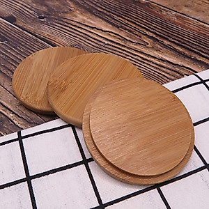 Pack of 4 Bamboo Cup Cover Wooden Cup Lid Coffee Mug Cup Lid Wooden Tea Glass Cup Cover Drink Cup Lid Set