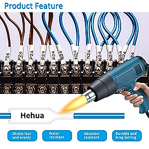 Hehua Black on White Heat Shrink Tube Compatible for Brother Heat Shrink Label HSe-231 HSe231 HS-231 HS231 HSe Label Tape for PT E300 E500 PTE550W, 1/2''x 4.9', 12mm x 1.5m, 2 Pack