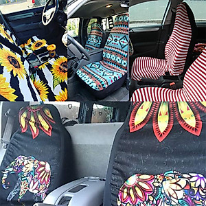 Dreaweet Women Girls Classic Car Seat Covers 2 pcs Front Seat Cover Full Set with Banana Leaves Printed Car Seat Protector Bag