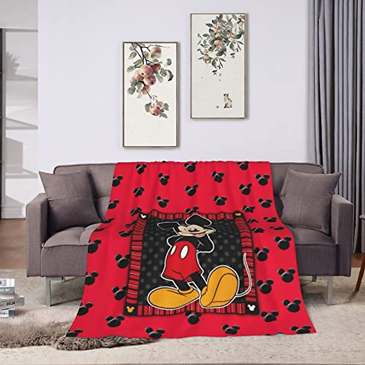 Cartoon Mouse Blanket Ultra Soft Warm Throw Blanket Suitable for Adults and Children to Use 50"X40" Fade Resistant Kawaii Cartoon Character Fuzzy Bedding for Traveling Camping Couch Sofa Gifts A- 19