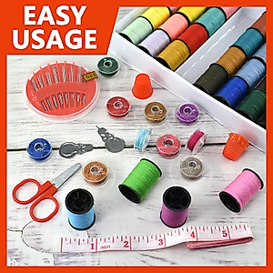 Renashed Sewing Kit with 100 Basic Sewing Accessories, 64 Spools of Thread Mini Sewing kit for Beginners,Traveller, Emergency, Whole Family to Mend and Repair