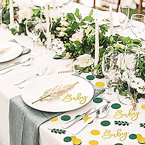 Greenery Baby Shower Confetti Decorations - Sage Green Table Scatter Confetti with Eucalyptus, Gold Baby Letter, Green Paper Confetti for Baby Shower Gender Reveal Table Decorations
