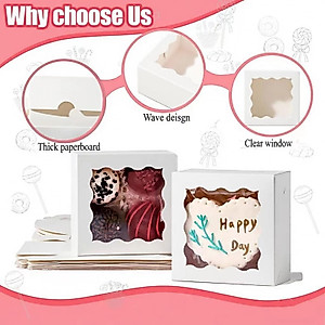 RomanticBaking 3 1/4" x 3 1/4" x 1 1/2" 50PCS Chocolate Truffle Boxes for 4，Cookies Boxes Soap Boxes Donut Boxes Macaron Boxes Mini Bakery Boxes with Window Brownie Boxes