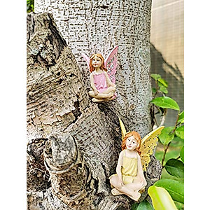 MUAMAX Fairy Garden Fairies Miniature Garden Fairies Figurines Outdoor Small Fairies Ornaments Fairy Garden Accessories Terrarium Moss Decor